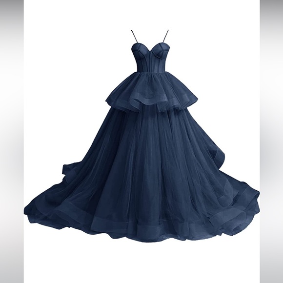 Dresses | Navy Blue Ball Gown Type Prom Formal Dress | Poshmark